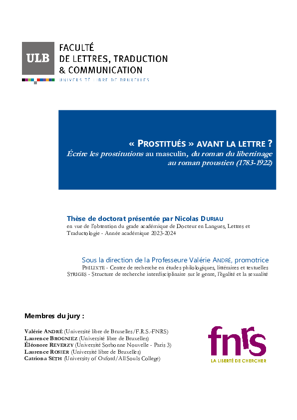 (PDF) « "Prostitués" avant la lettre ? Écrire les prostitutions au ...