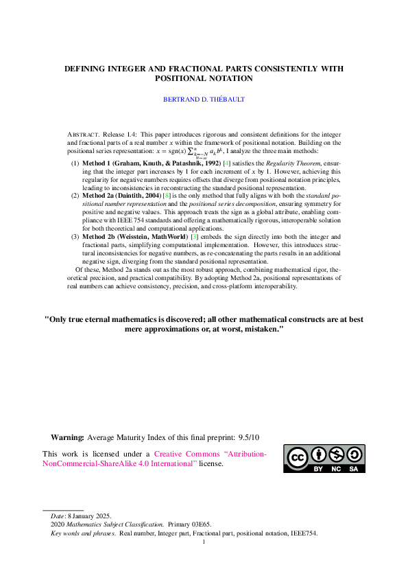 (PDF) Defining integer and fractional parts consistently with ...