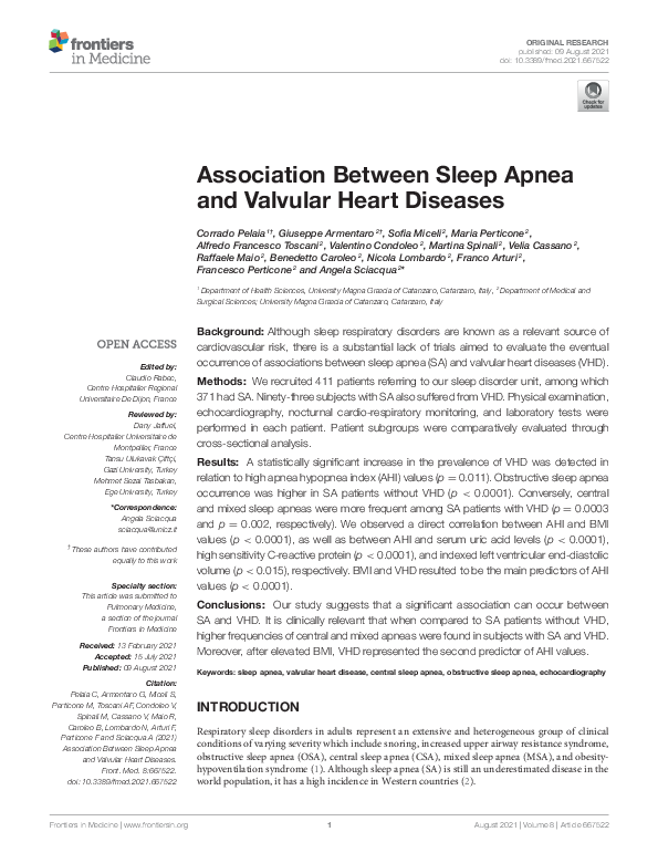 (PDF) Association Between Sleep Apnea and Valvular Heart Diseases