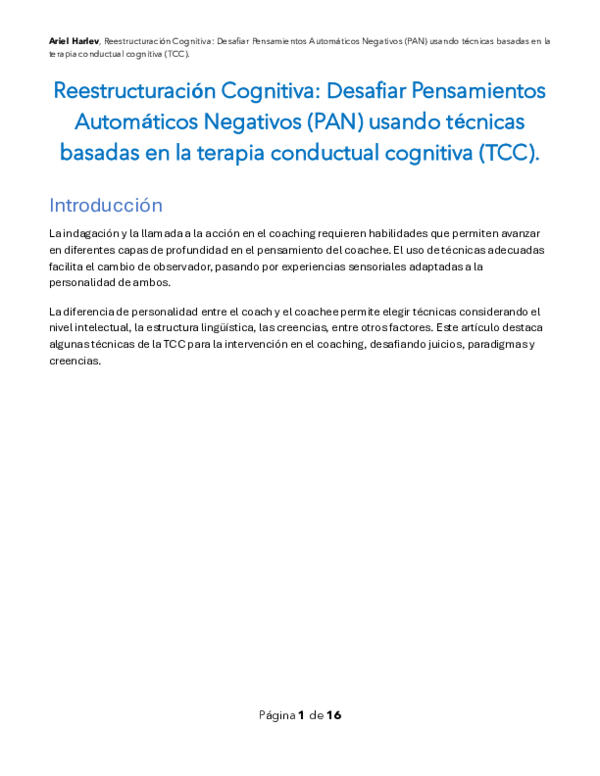 (PDF) Reestrutucacion cognitiva para coaching - Ariel Harlev