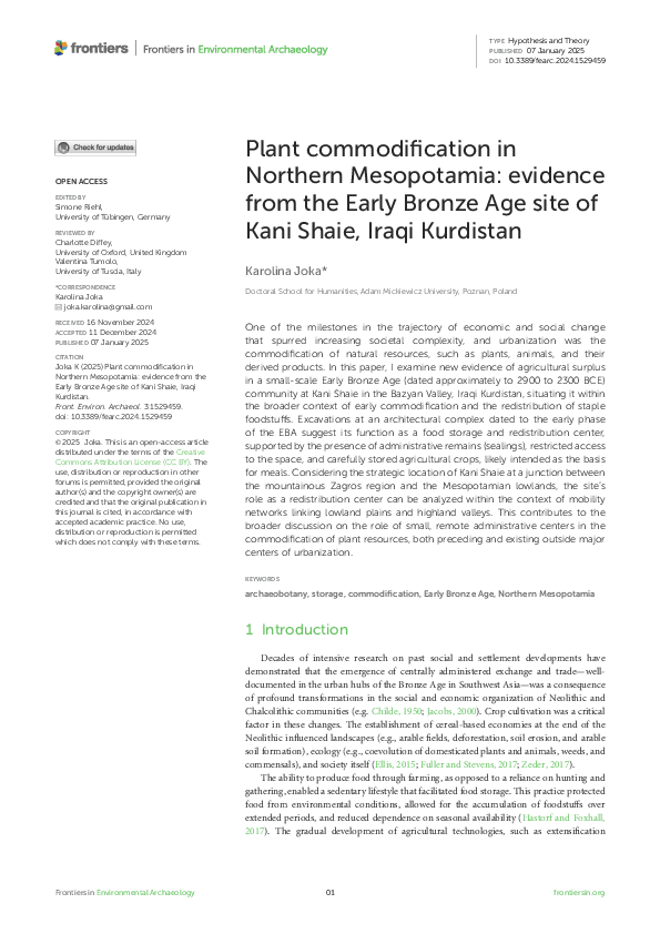 (PDF) Plant commodification in Northern Mesopotamia: evidence from the Early Bronze Age site of ...