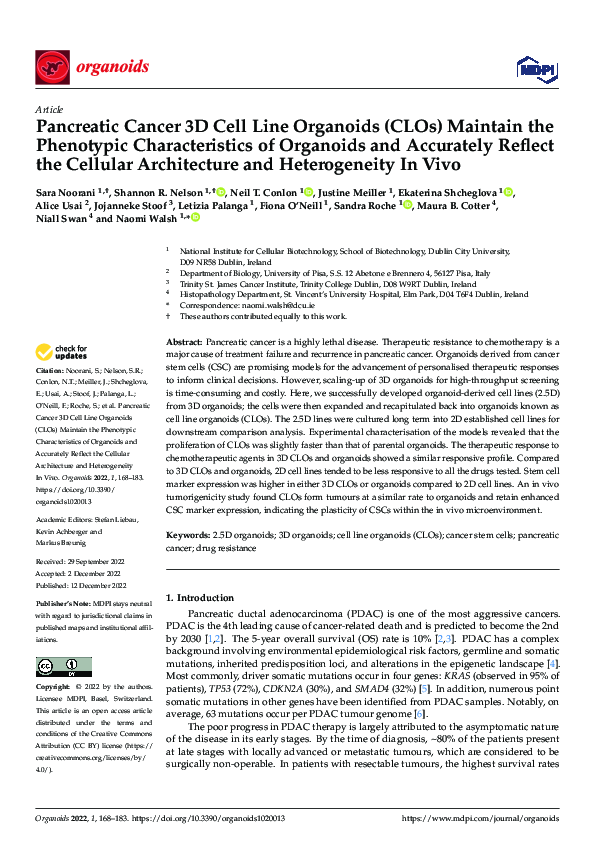 (PDF) Pancreatic Cancer 3D Cell Line Organoids (CLOs) Maintain the ...