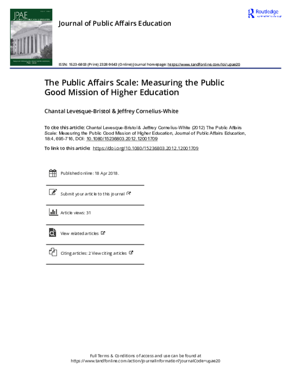 (PDF) The Public Affairs Scale: Measuring the Public Good Mission of ...