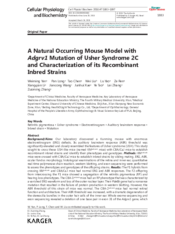 (PDF) A Natural Occurring Mouse Model with Adgrv1 Mutation of Usher ...