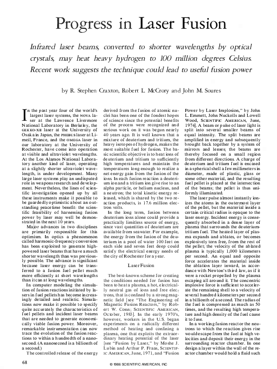 (PDF) Progress in Laser Fusion