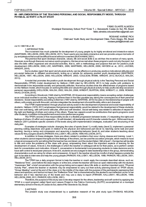 (PDF) Artigo Implementation of the Teaching Personal and Social ...