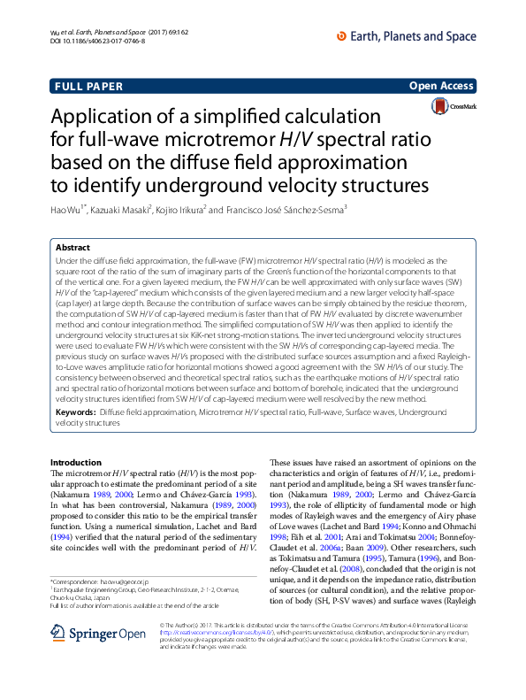 (PDF) Application of a simplified calculation for full-wave microtremor H/V spectral ratio based ...