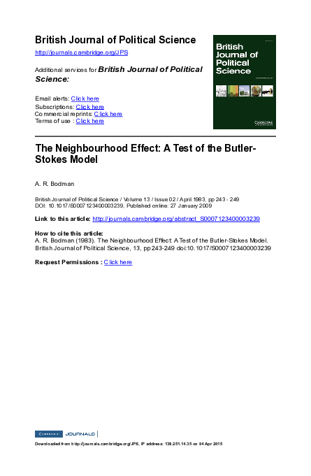 (PDF) The Neighbourhood Effect: A Test of the Butler-Stokes Model