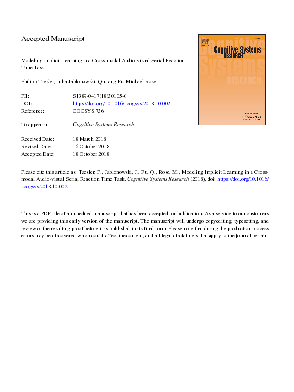 (PDF) Modeling implicit learning in a cross-modal audio-visual serial ...
