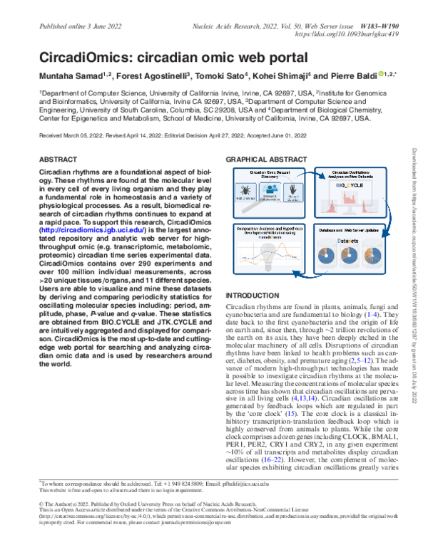 (PDF) CircadiOmics: circadian omic web portal