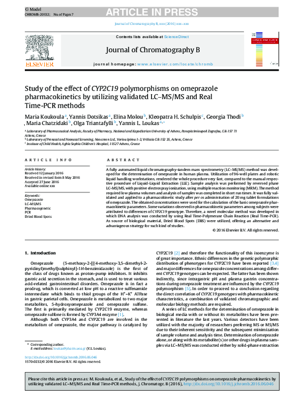 (PDF) Study of the effect of CYP2C19 polymorphisms on omeprazole ...