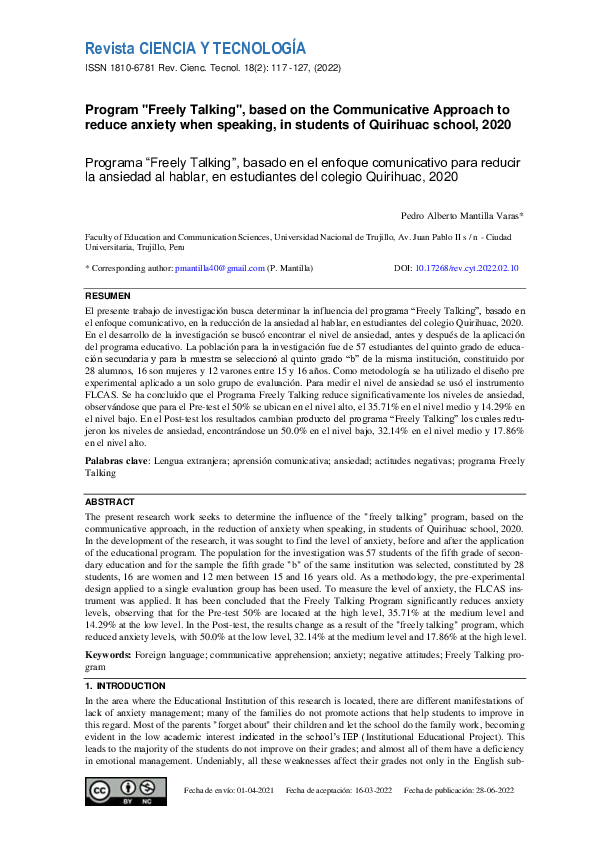 (PDF) Program "Freely Talking", based on the Communicative Approach to ...