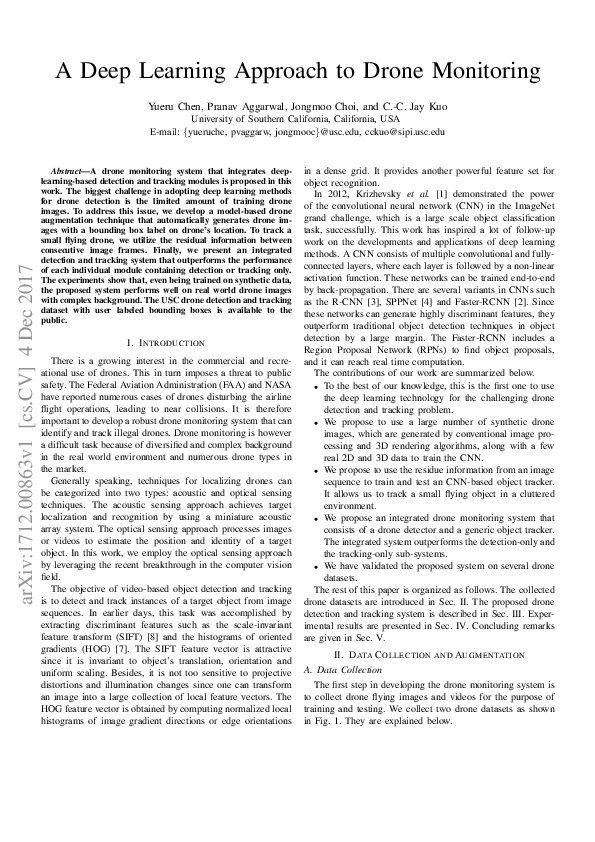 (PDF) A deep learning approach to drone monitoring