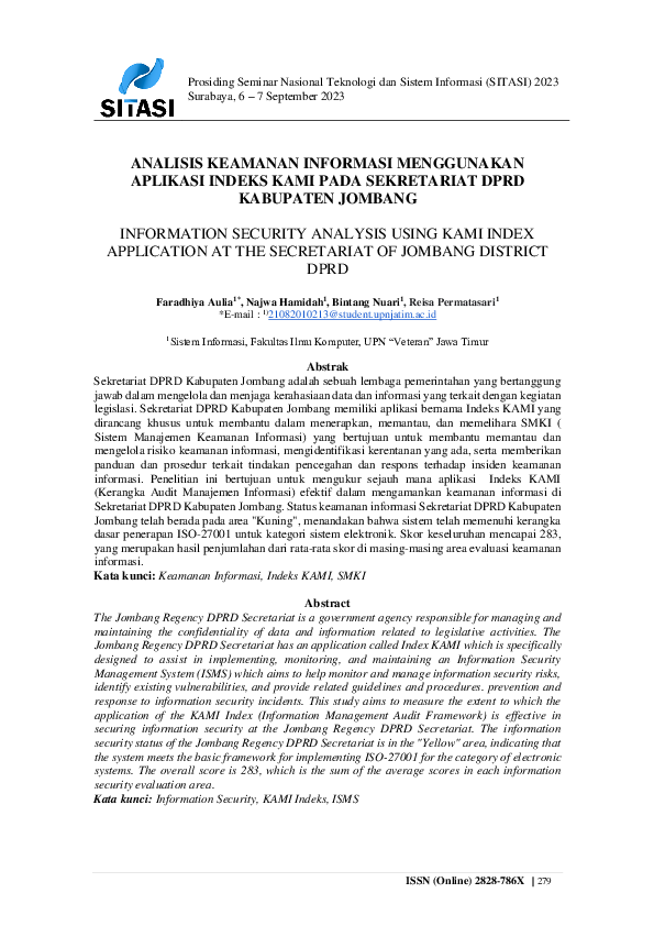 (PDF) Analisis Keamanan Informasi Menggunakan Aplikasi Indeks Kami Pada ...