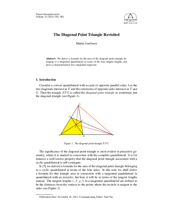 (PDF) The Diagonal Point Triangle Revisited