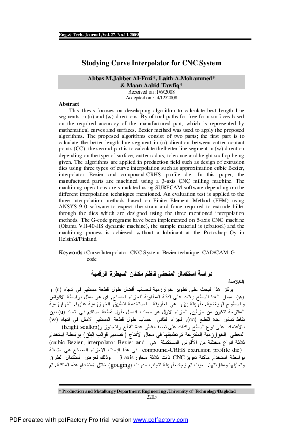 (PDF) Studying Curve Interpolator for CNC System