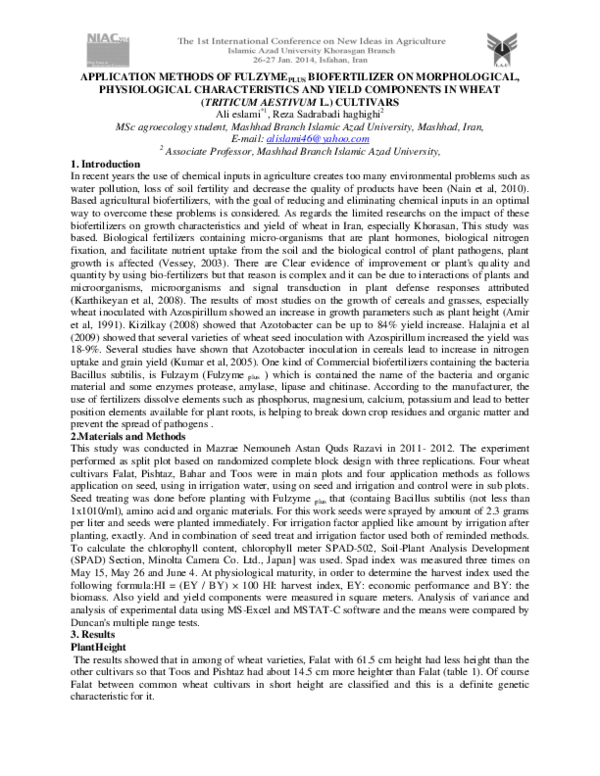 (PDF) Application Methods of Fulzyme Plus Biofertilizer on ...