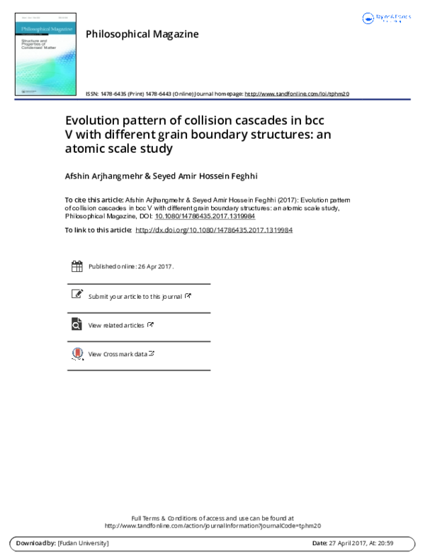 (PDF) Evolution pattern of collision cascades in bcc V with different ...