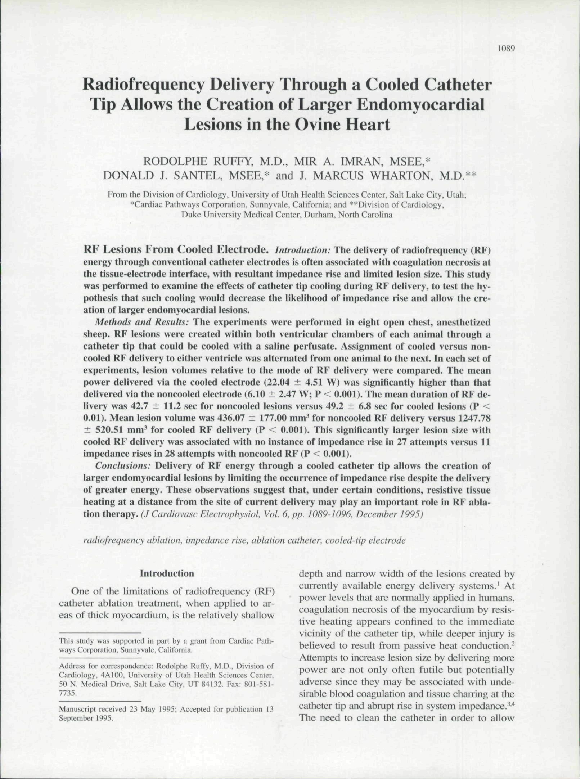 (PDF) Radiofrequency Delivery Through a Cooled Catheter Tip Allows the ...