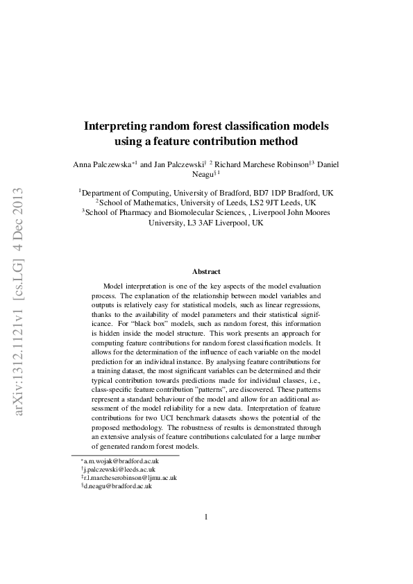 (PDF) Interpreting random forest classification models using a feature ...