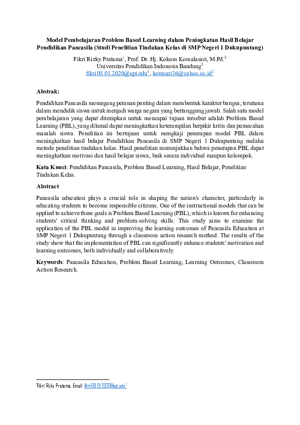 (PDF) Jurnal Model Pembelajaran Problem Based Learning dalam ...