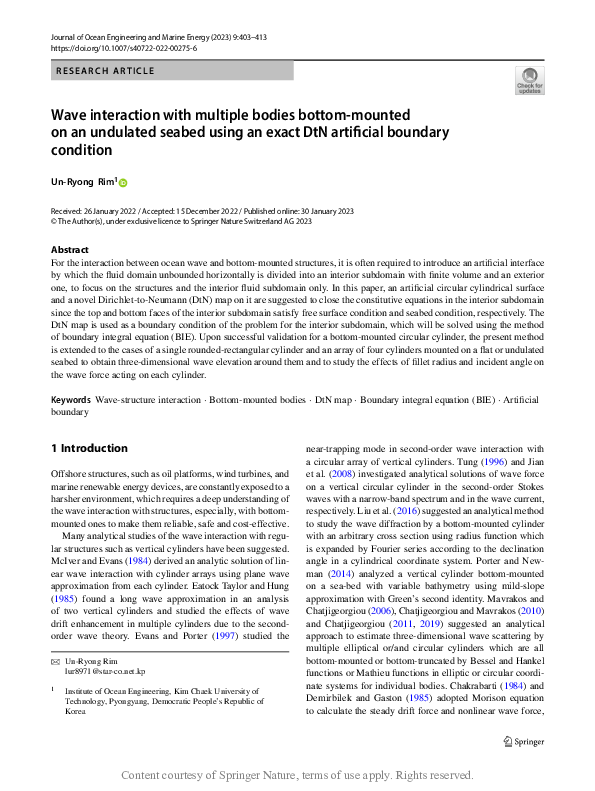 (PDF) Wave interaction with multiple bodies bottom-mounted on an undulated seabed using an exact ...
