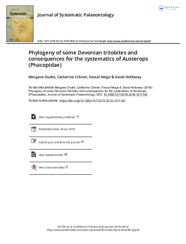 (PDF) Phylogeny of some Devonian trilobites and consequences for the ...