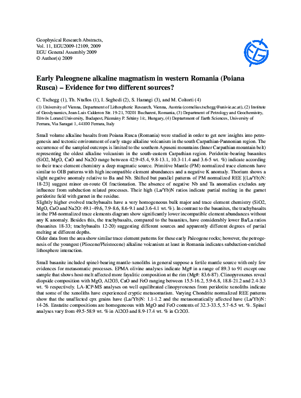 (PDF) Early Paleognene alkaline magmatism in western Romania (Poiana ...