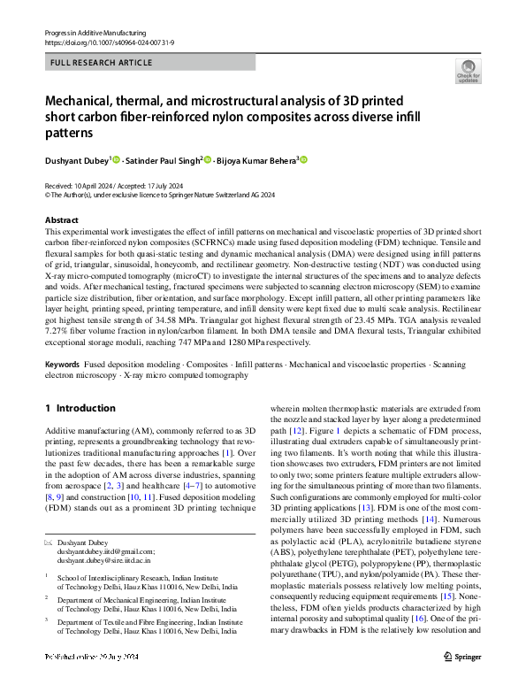 (PDF) Mechanical, thermal, and microstructural analysis of 3D printed short carbon fiber ...