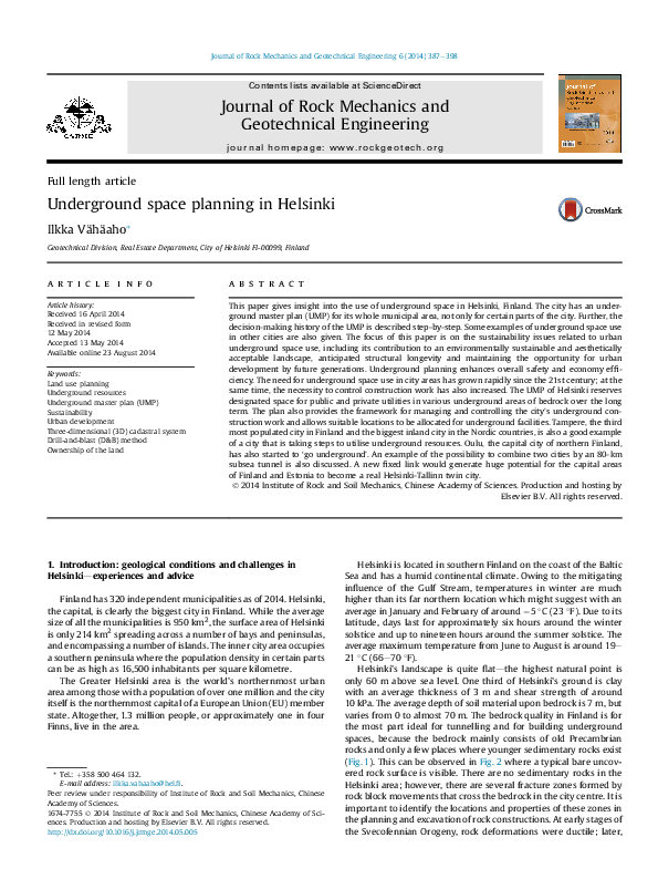 (PDF) Underground space planning in Helsinki
