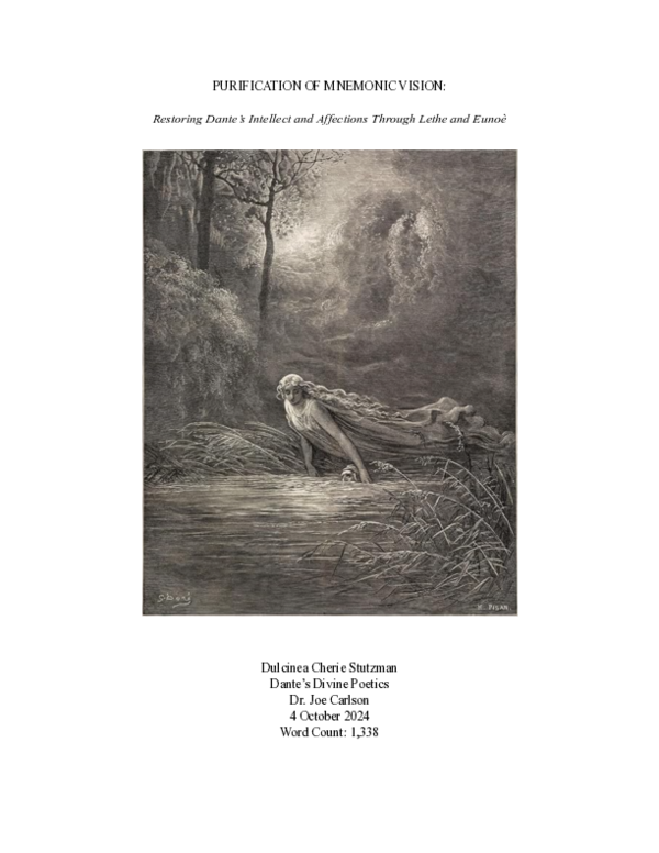 (PDF) PURIFICATION OF MNEMONIC VISION: Restoring Dante’s Intellect and Affections Through Lethe ...