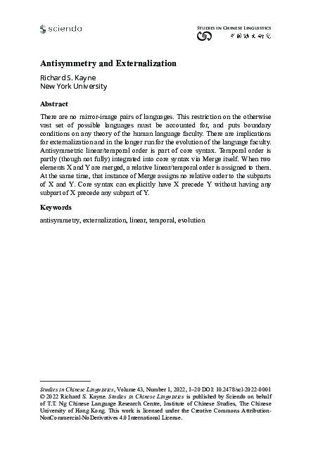 (PDF) Antisymmetry and Externalization