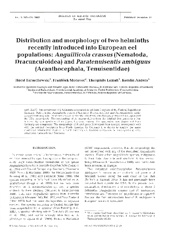 (PDF) Distribution and morphology of two helminths recently introduced ...