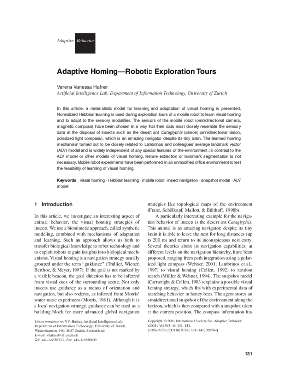 (PDF) Adaptive Homing—Robotic Exploration Tours
