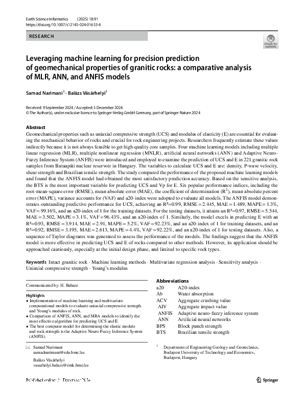 (PDF) Leveraging machine learning for precision prediction of geomechanical properties of ...