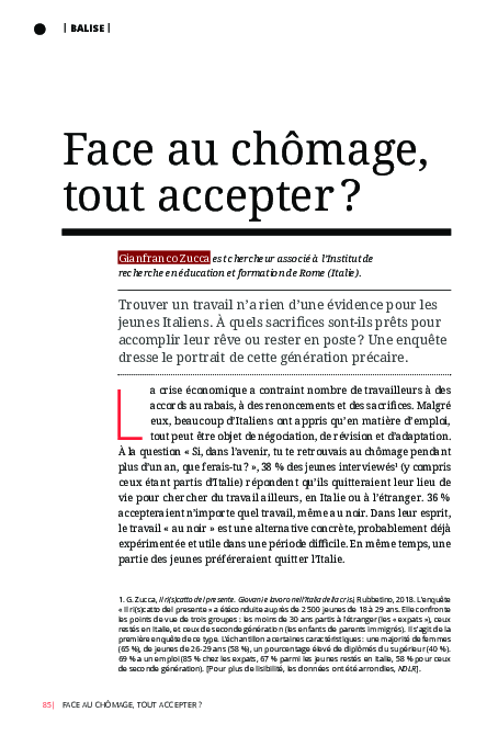 (PDF) Face au chômage, tout accepter