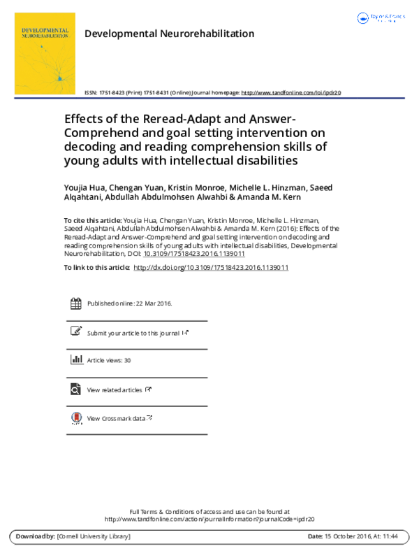 (PDF) Effects of the Reread-Adapt and Answer-Comprehend and goal ...