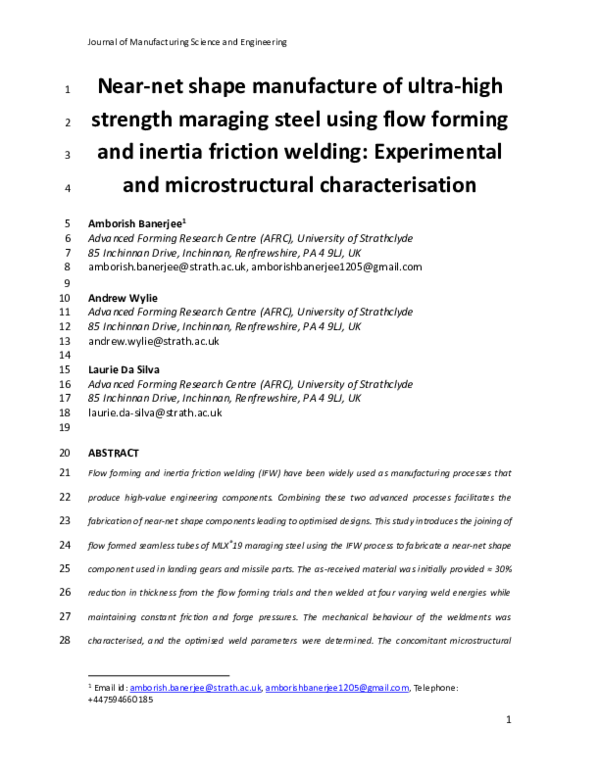 (PDF) Near-Net Shape Manufacture of Ultra-High Strength Maraging Steel ...
