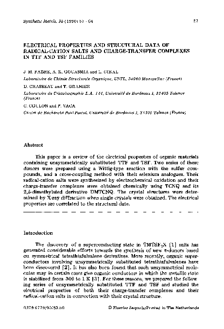 (PDF) Electrical properties and structural data of radical-cation salts ...