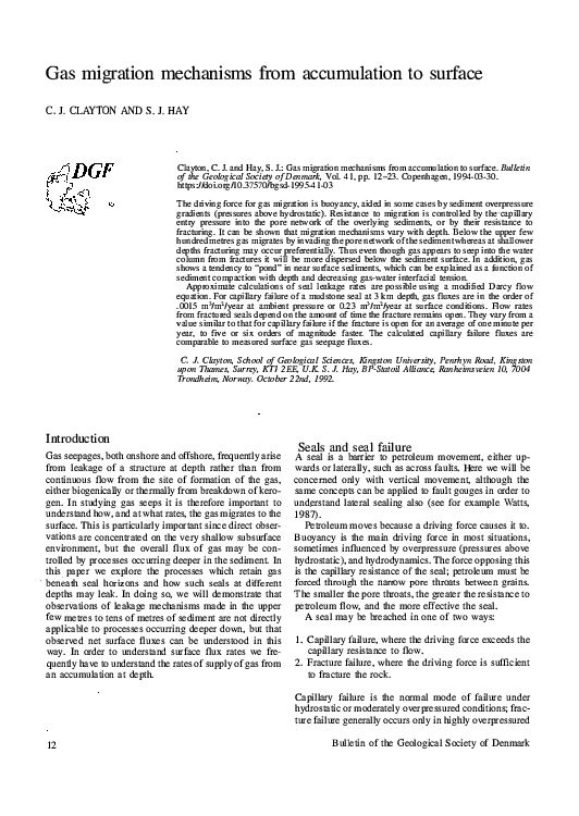 (PDF) Gas migration mechanisms from accumulation to surface