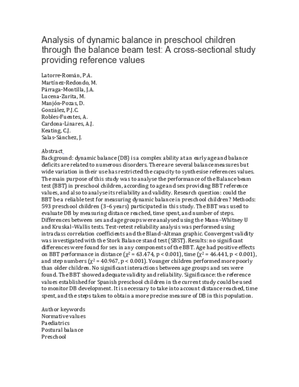 (PDF) Analysis of dynamic balance in preschool children through the ...
