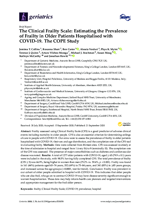(PDF) The Clinical Frailty Scale: Estimating the Prevalence of Frailty ...