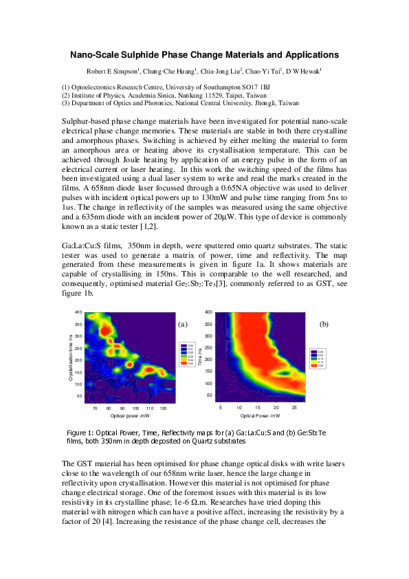 (PDF) Nano-scale sulphide phase change materials and applications