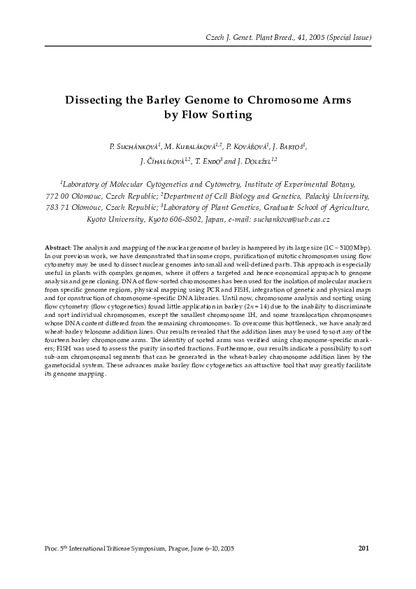 (PDF) Dissecting the barley genome to chromosome arms by flow sorting