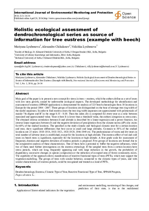 (PDF) Holistic Ecological Assessment of Dendrochronological Series as ...
