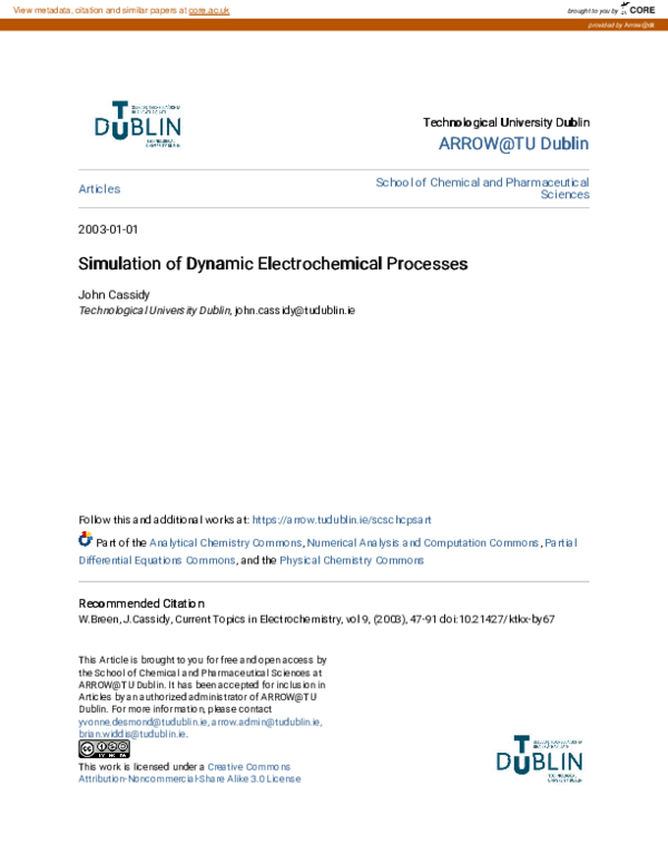 (PDF) Simulation of Dynamic Electrochemical Processes