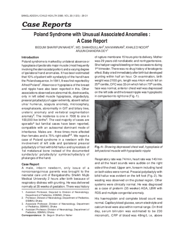 (PDF) Poland Syndrome with Unusual Associated Anomalies: A Case Report