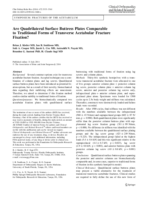 (PDF) Are Quadrilateral Surface Buttress Plates Comparable to ...