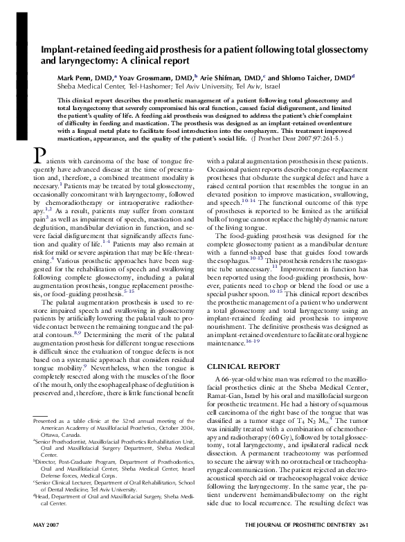 (PDF) Implant-retained feeding aid prosthesis for a patient following ...