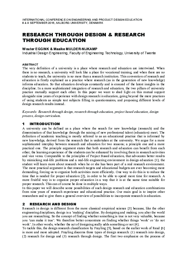 (PDF) Research Through Design & Research Through Education